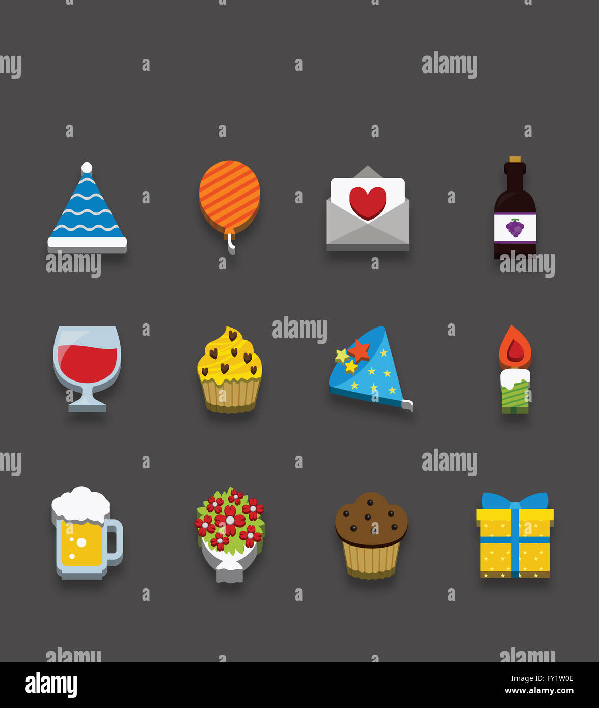 Various icons related to party Stock Photo - Alamy