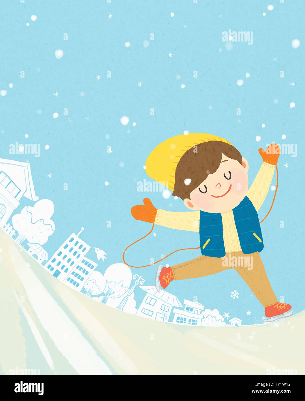 Child skating in illustration Stock Photo - Alamy