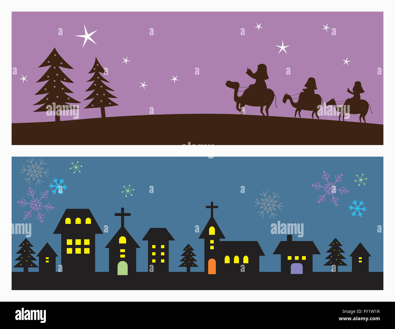 Card design with images representing Christmas and the birth of Jesus ...