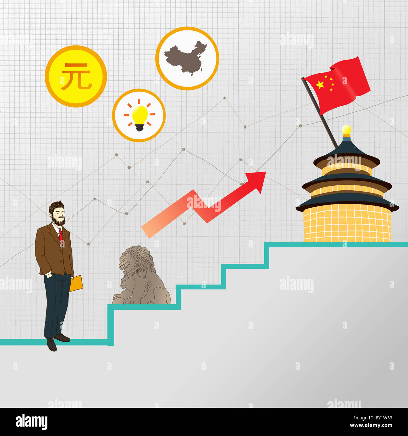 Illustration representing development in China Stock Photo - Alamy