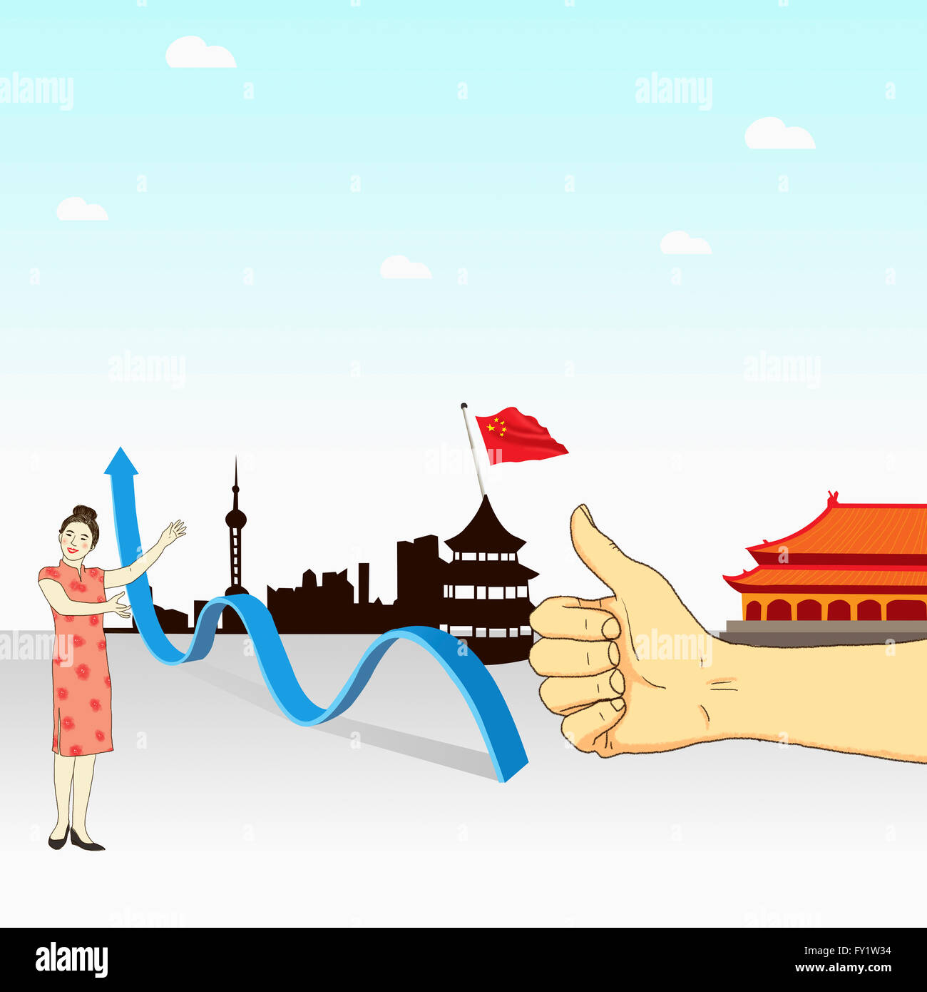 Illustration representing business development in China Stock Photo - Alamy