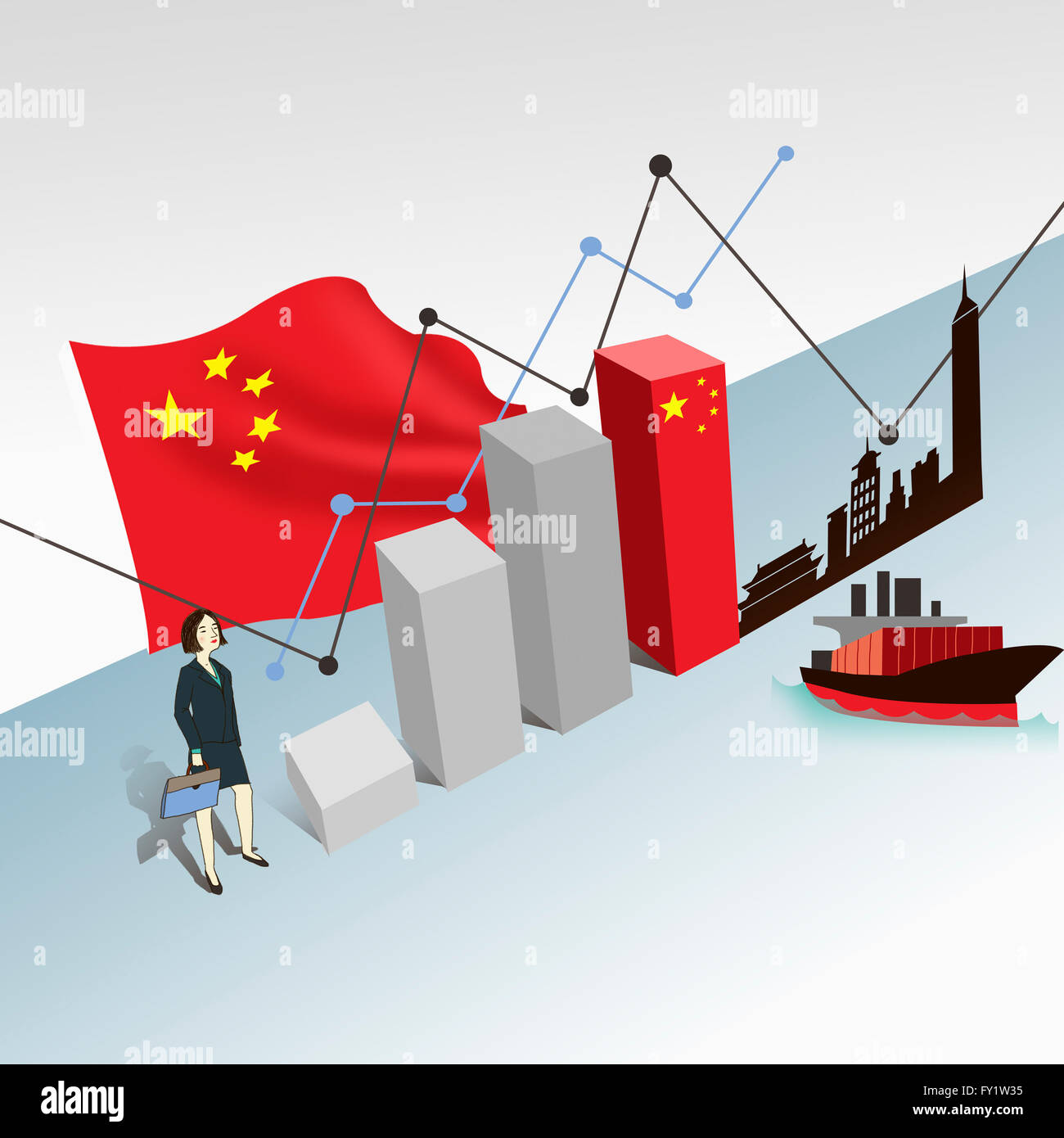 Illustration representing business development in China Stock Photo - Alamy