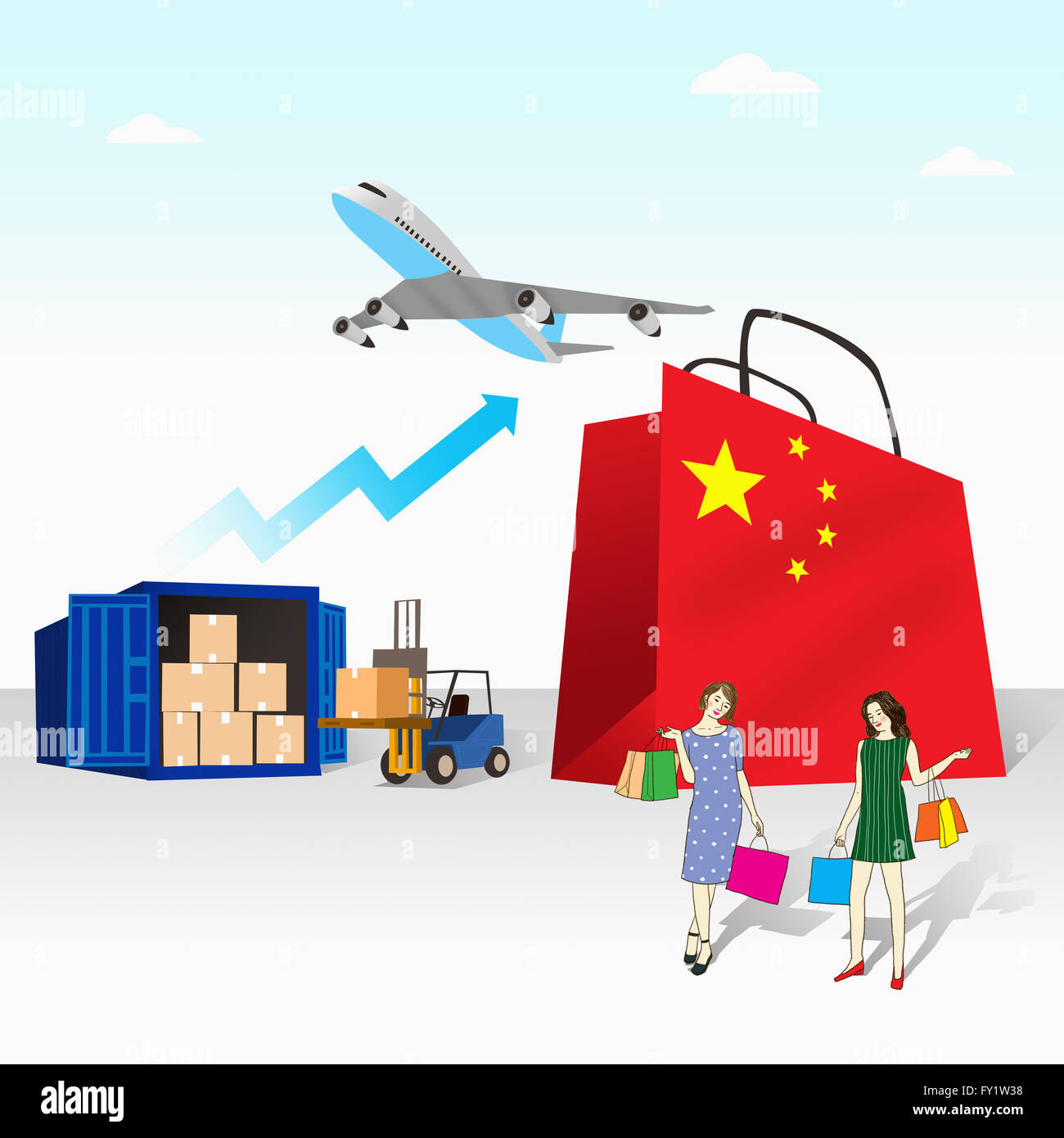 Illustration representing business development in China Stock Photo - Alamy