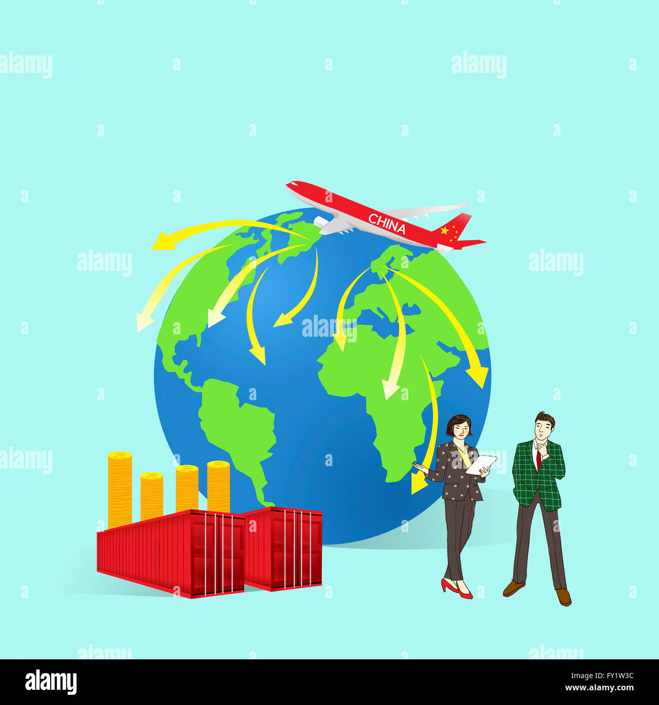 Illustration representing business development in China Stock Photo - Alamy