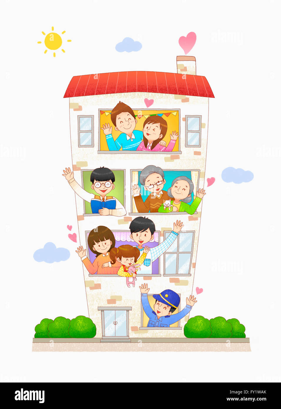 Illustration representing happy community Stock Photo - Alamy