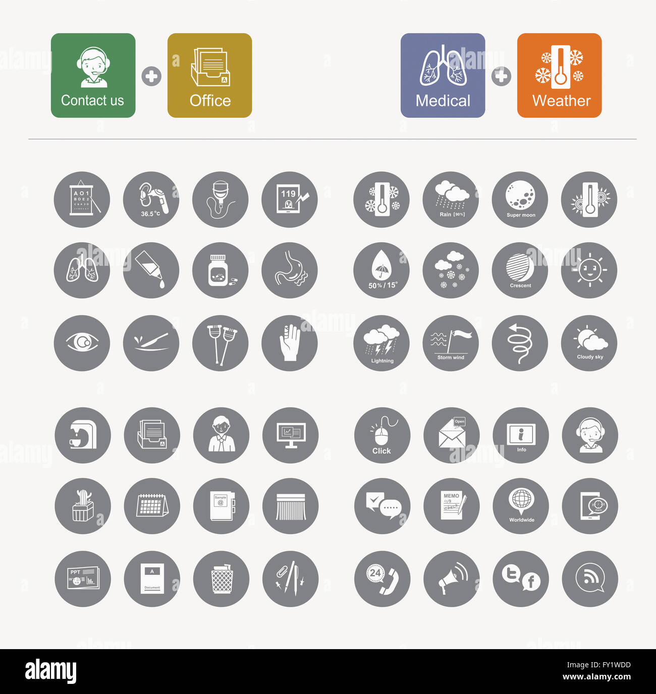 Collection of various icons Stock Photo - Alamy