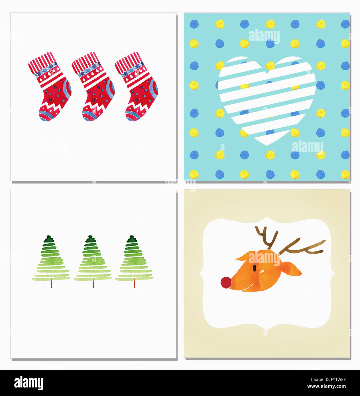Various illustrated designs related to Christmas Stock Photo - Alamy