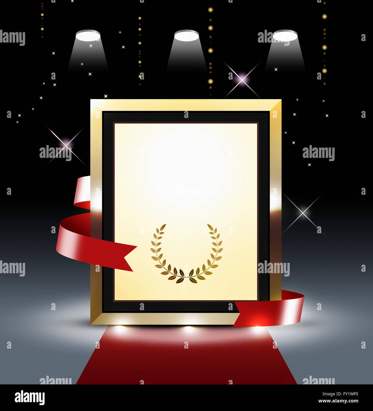 Commendation of award in gold and black on red carpet Stock Photo - Alamy