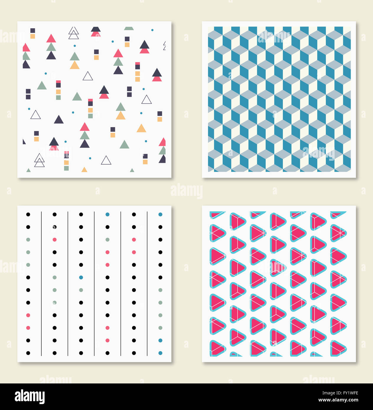 Various colorful geometrical designs in illustration Stock Photo - Alamy