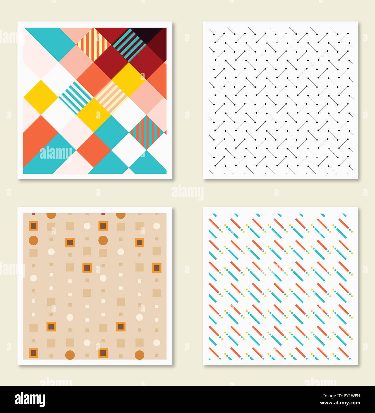 Various colorful geometrical designs in illustration Stock Photo - Alamy
