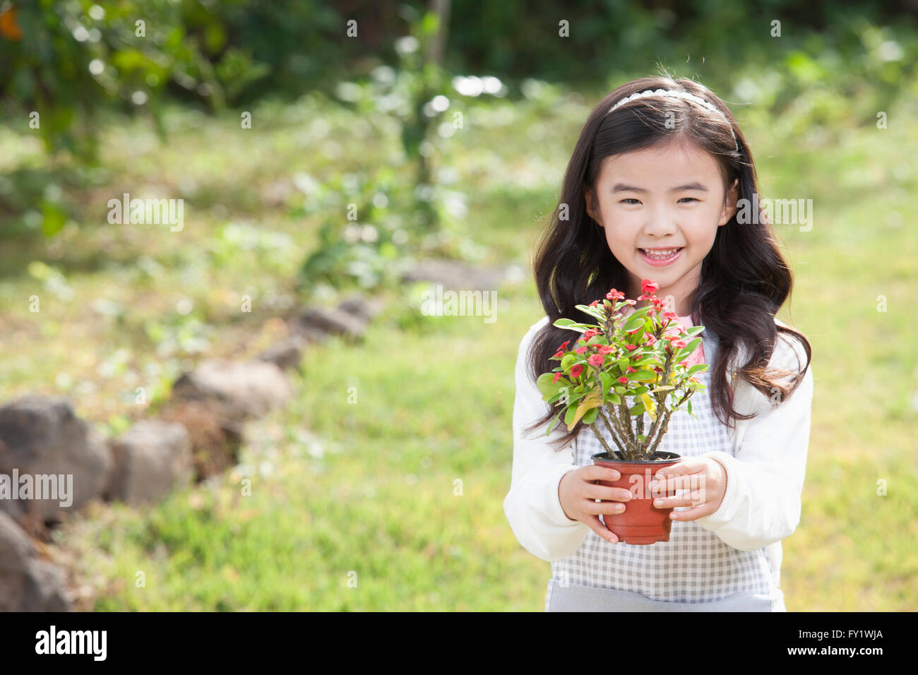 Girl holding plant pot hi-res stock photography and images - Alamy