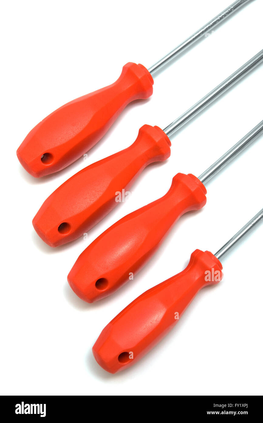 Set of steel screwdrivers on a white background Stock Photo - Alamy