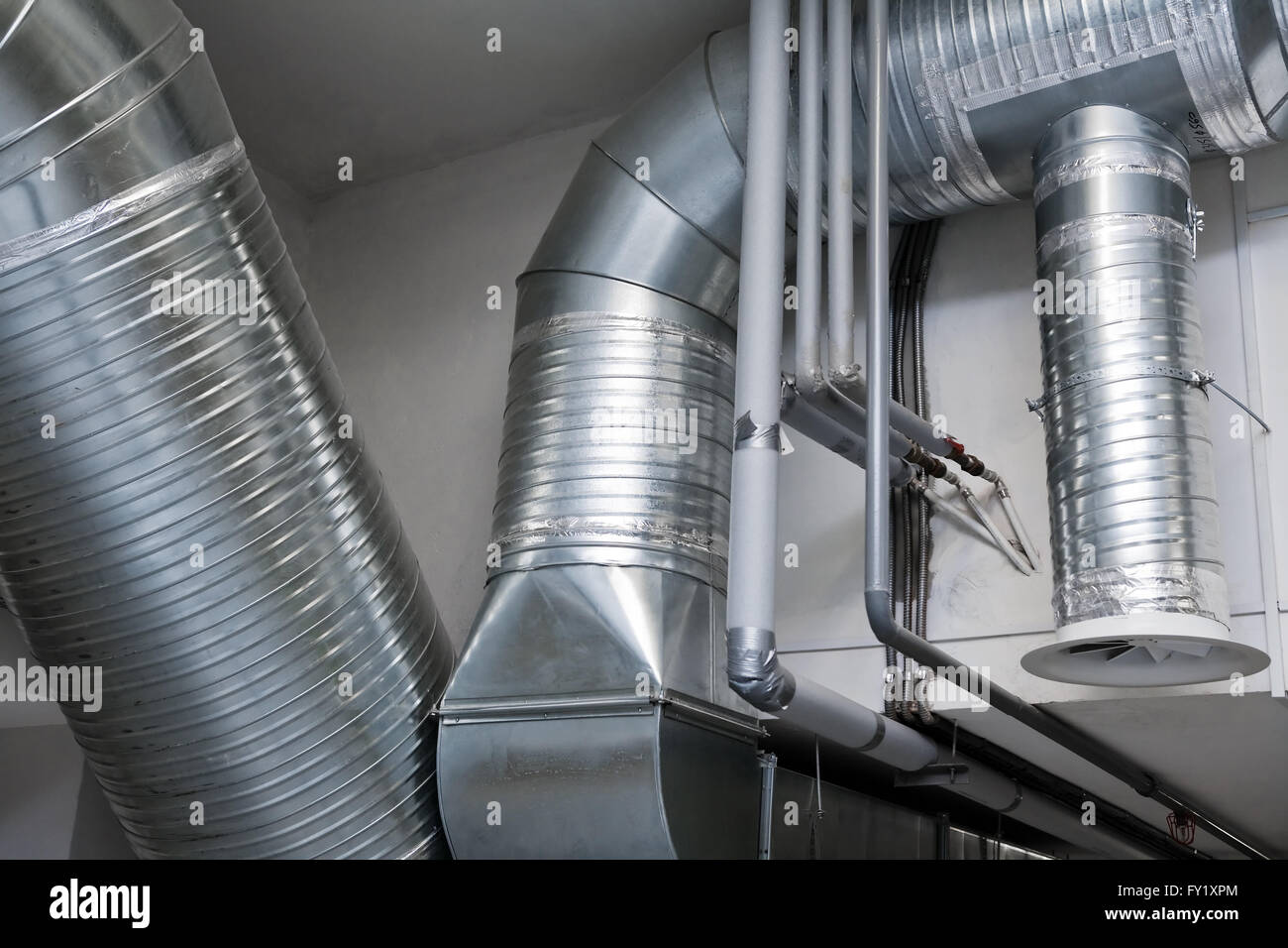 System of ventilating pipes at a modern factory Stock Photo - Alamy