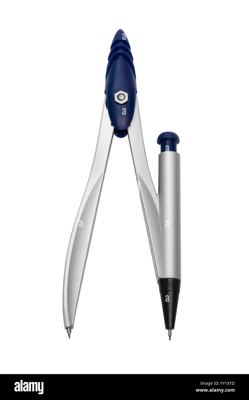 Modern metal compasses on a white background Stock Photo - Alamy