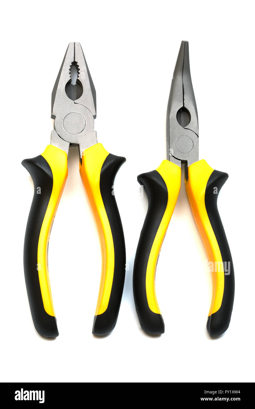 Modern and beautiful pliers on a white background Stock Photo - Alamy