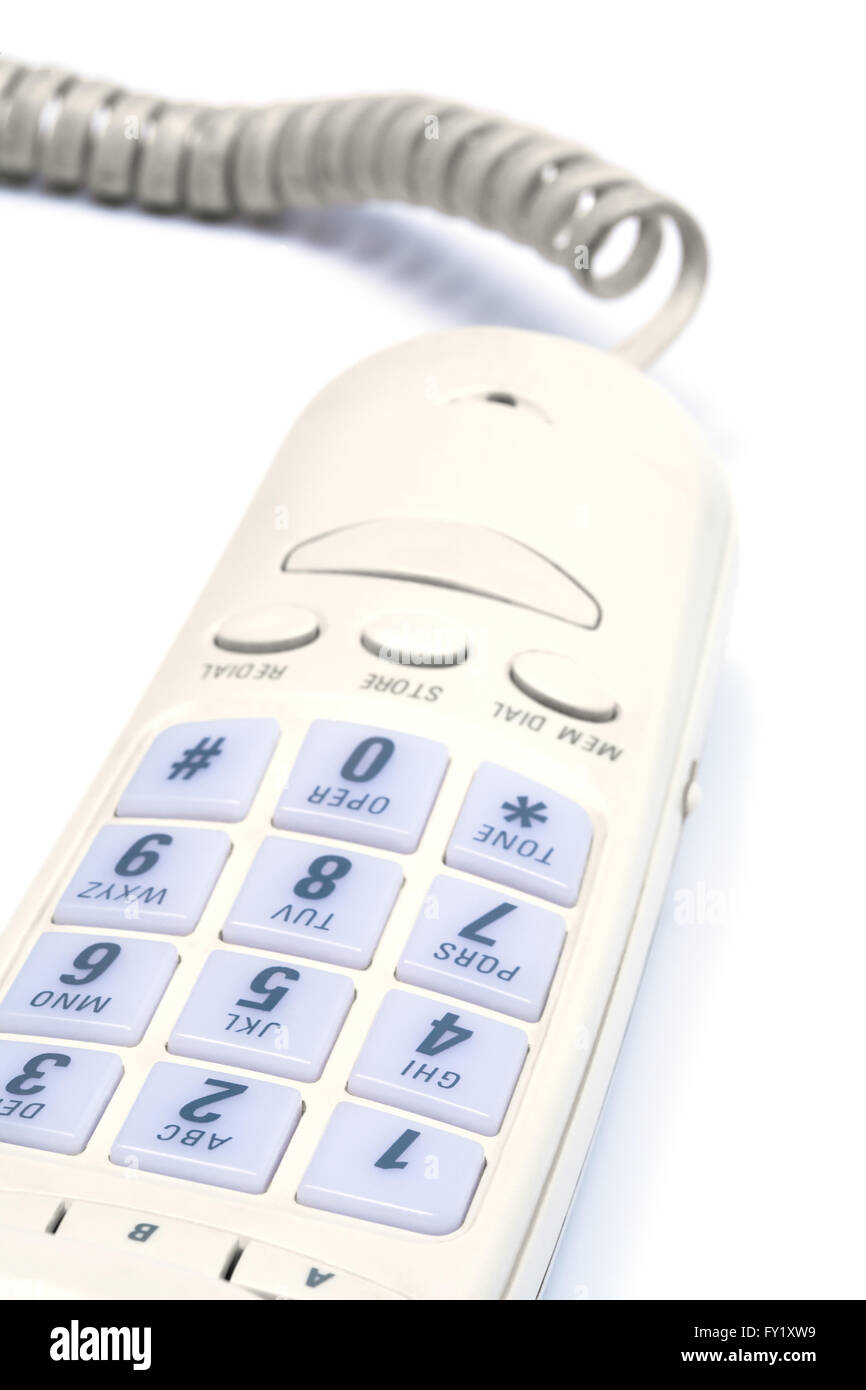 Beautiful and modern white telephone receiver close-up Stock Photo - Alamy
