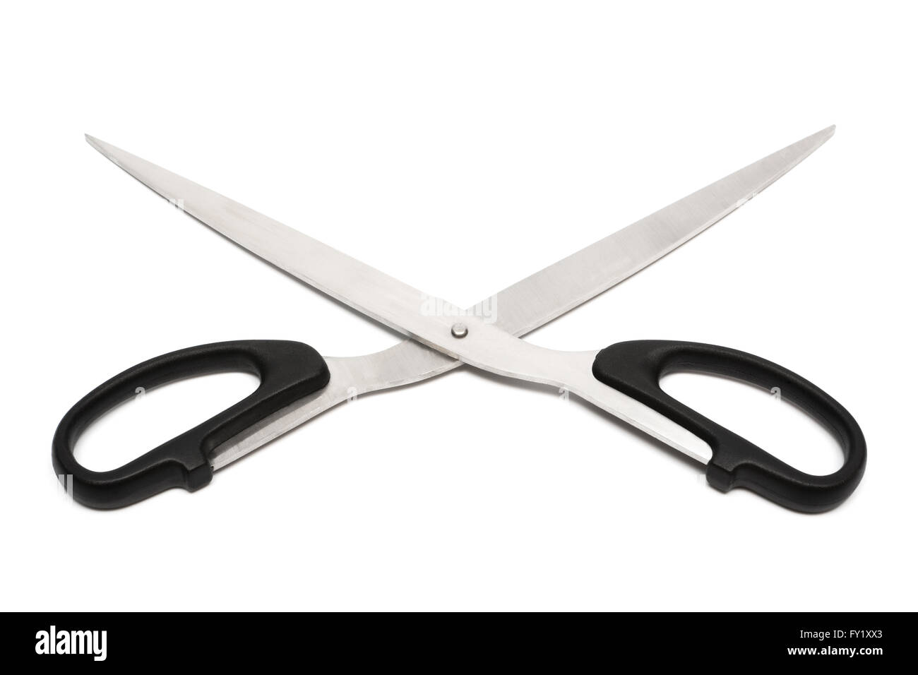 Modern metal scissors on a white background Stock Photo - Alamy