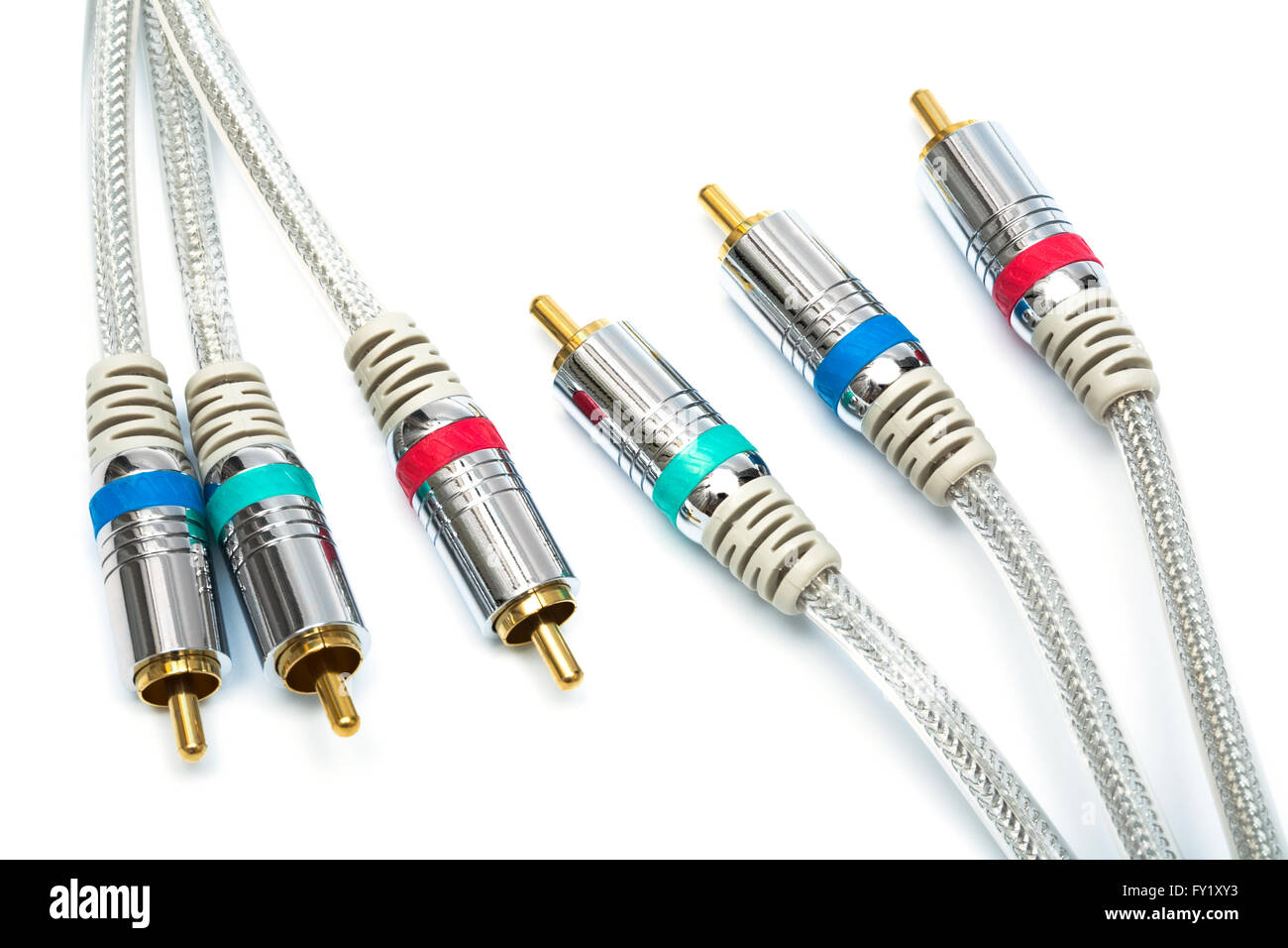 component video cable with a gold covering Stock Photo - Alamy