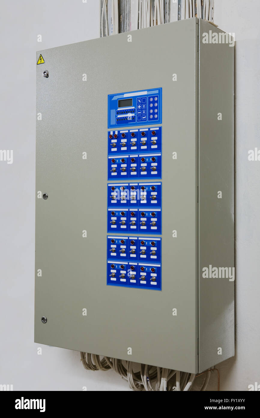 Powerful electronic control panel on a wall Stock Photo - Alamy
