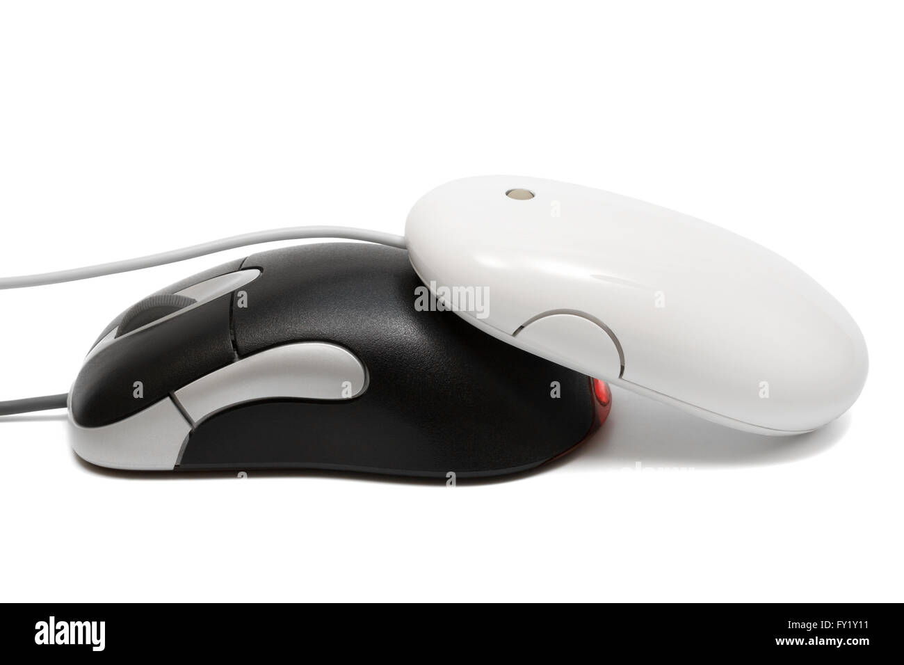 two mouse with a wheel on a white background Stock Photo - Alamy