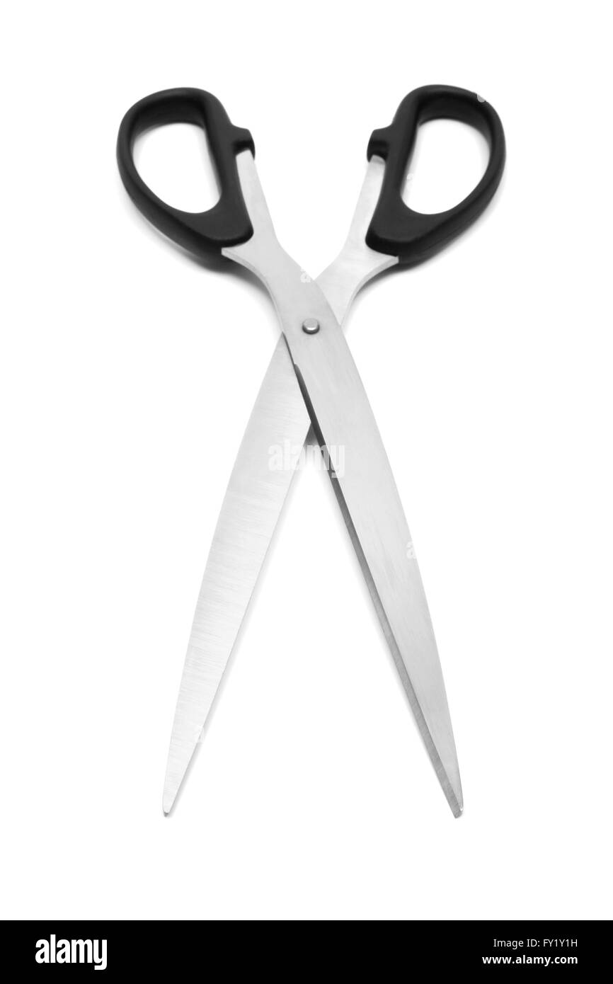 Modern metal scissors on a white background Stock Photo - Alamy
