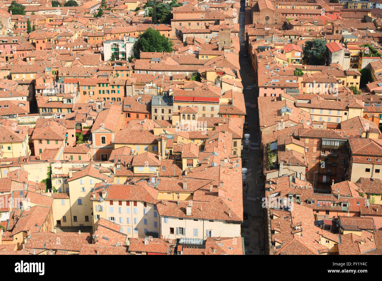 Via Zamboni in Bologna, Italy, as seen from Asinelli, one of the Two ...
