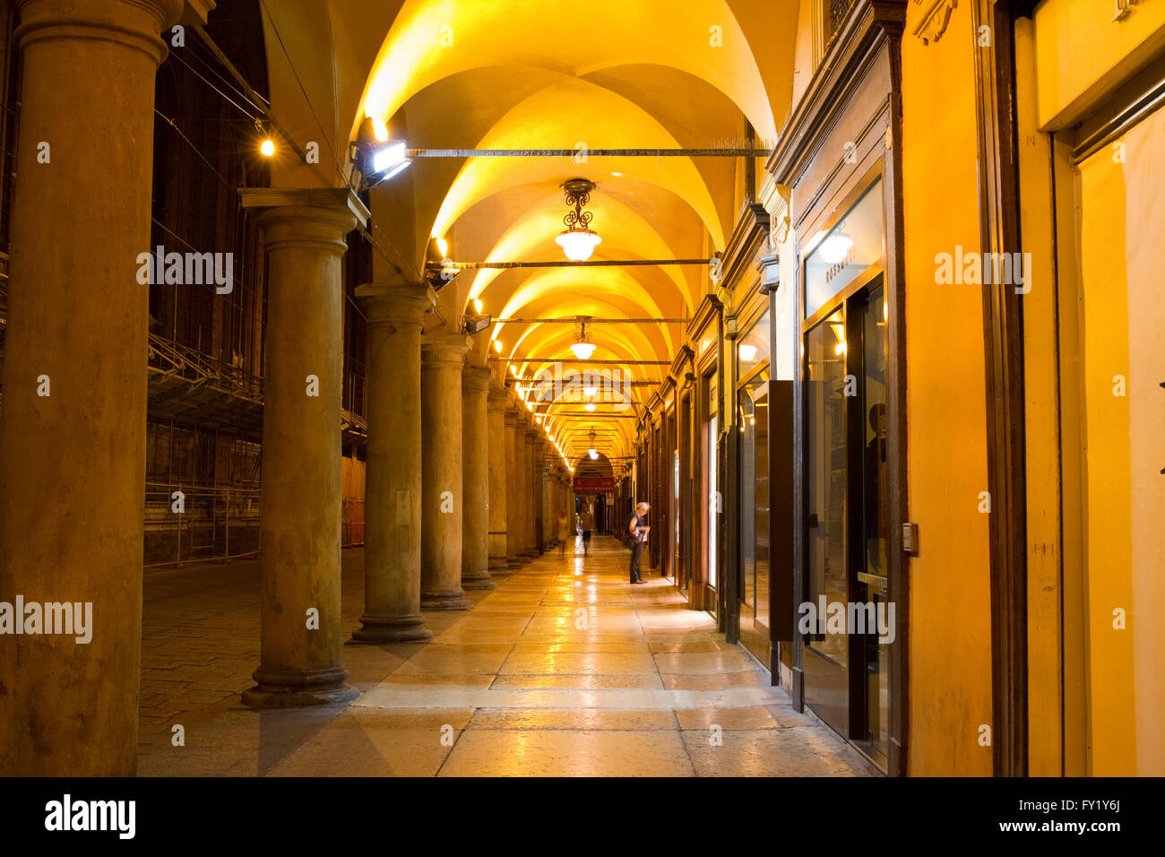 Covered arcade in Bologna, Italy Stock Photo - Alamy