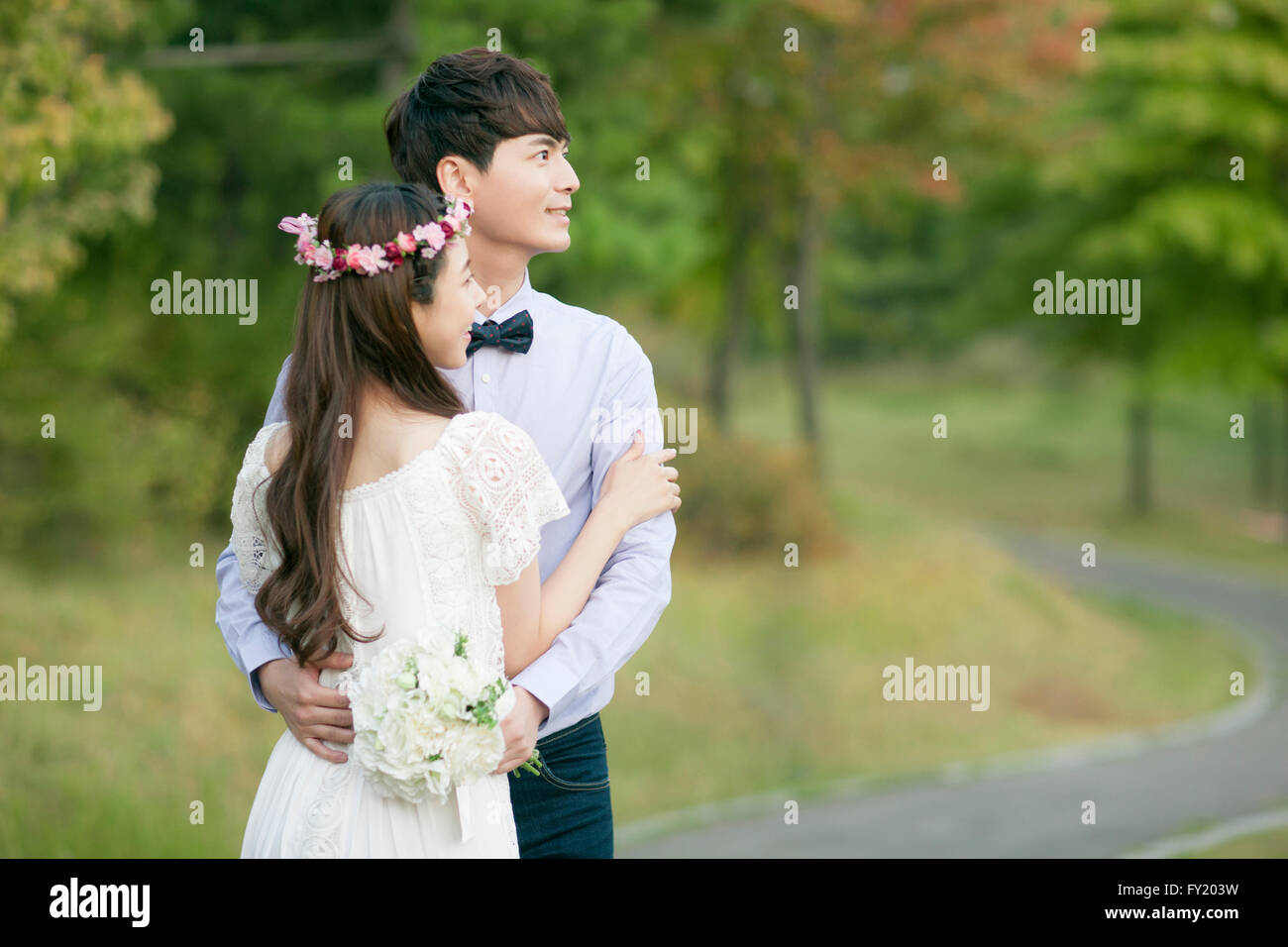 Bride and groom back view hi-res stock photography and images - Alamy