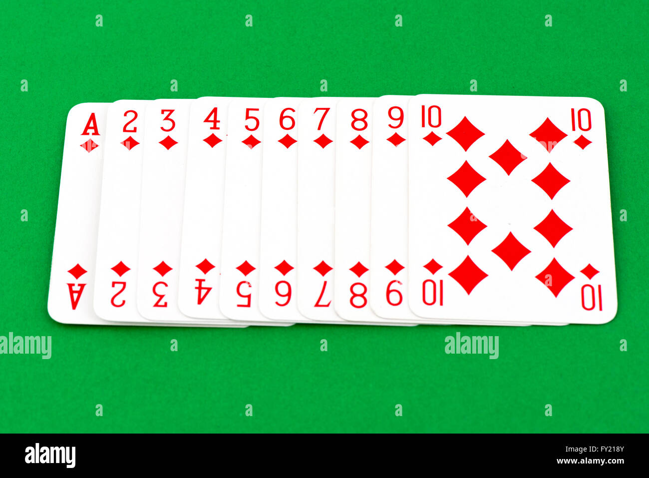 Playing card on green table Stock Photo - Alamy