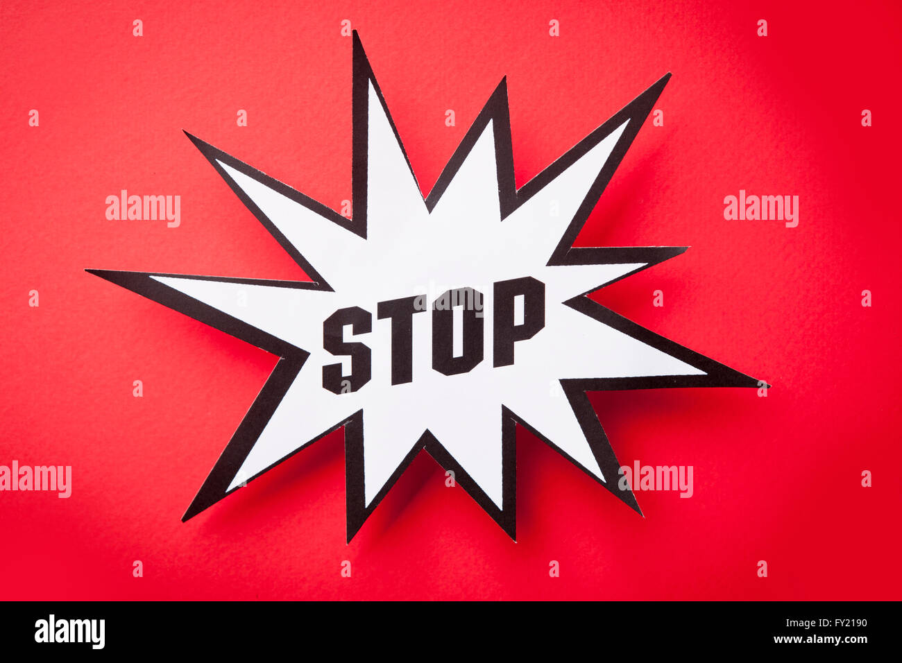 Stop sign on red background Stock Photo - Alamy