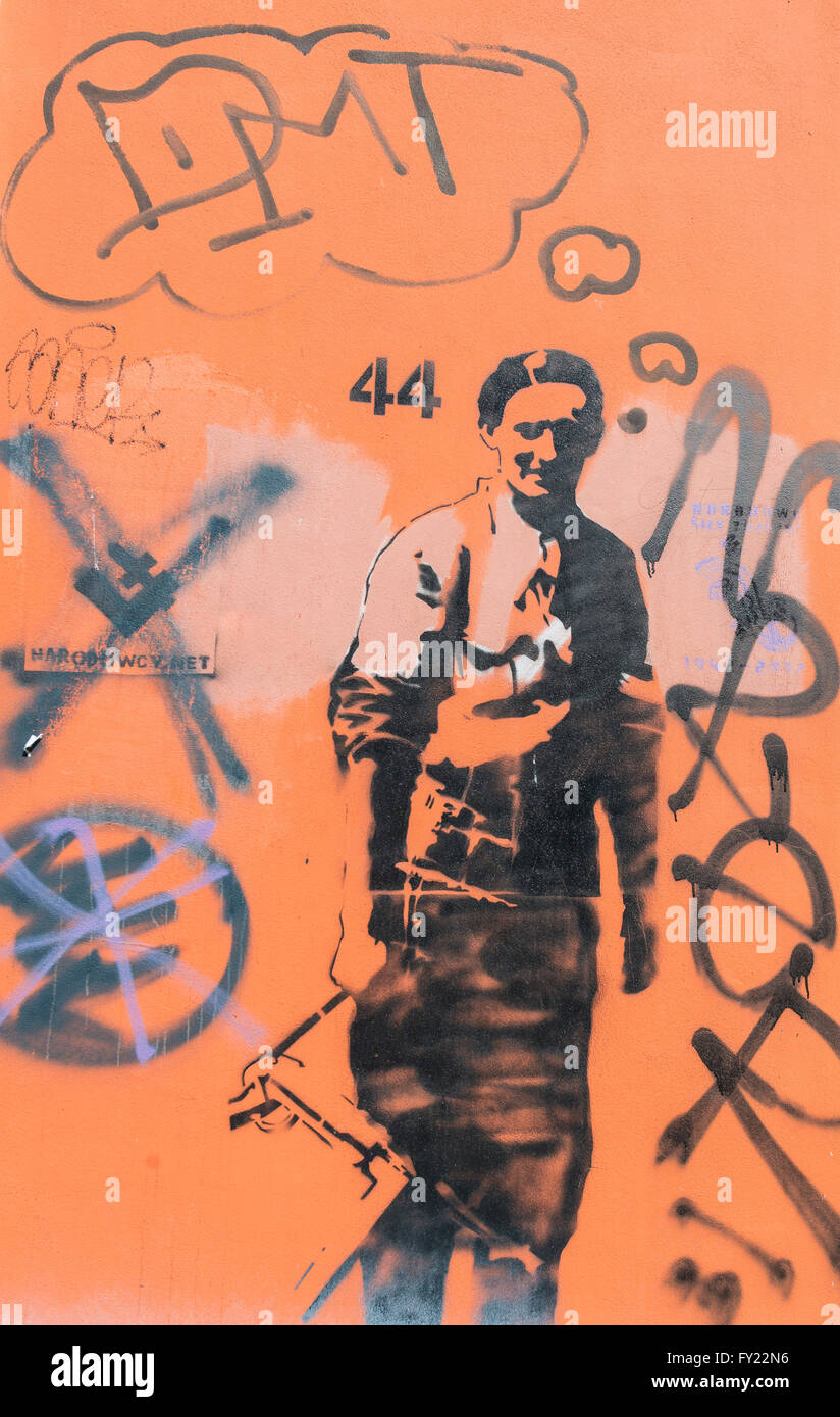 Graffiti, soldier, Warsaw, Poland Stock Photo - Alamy