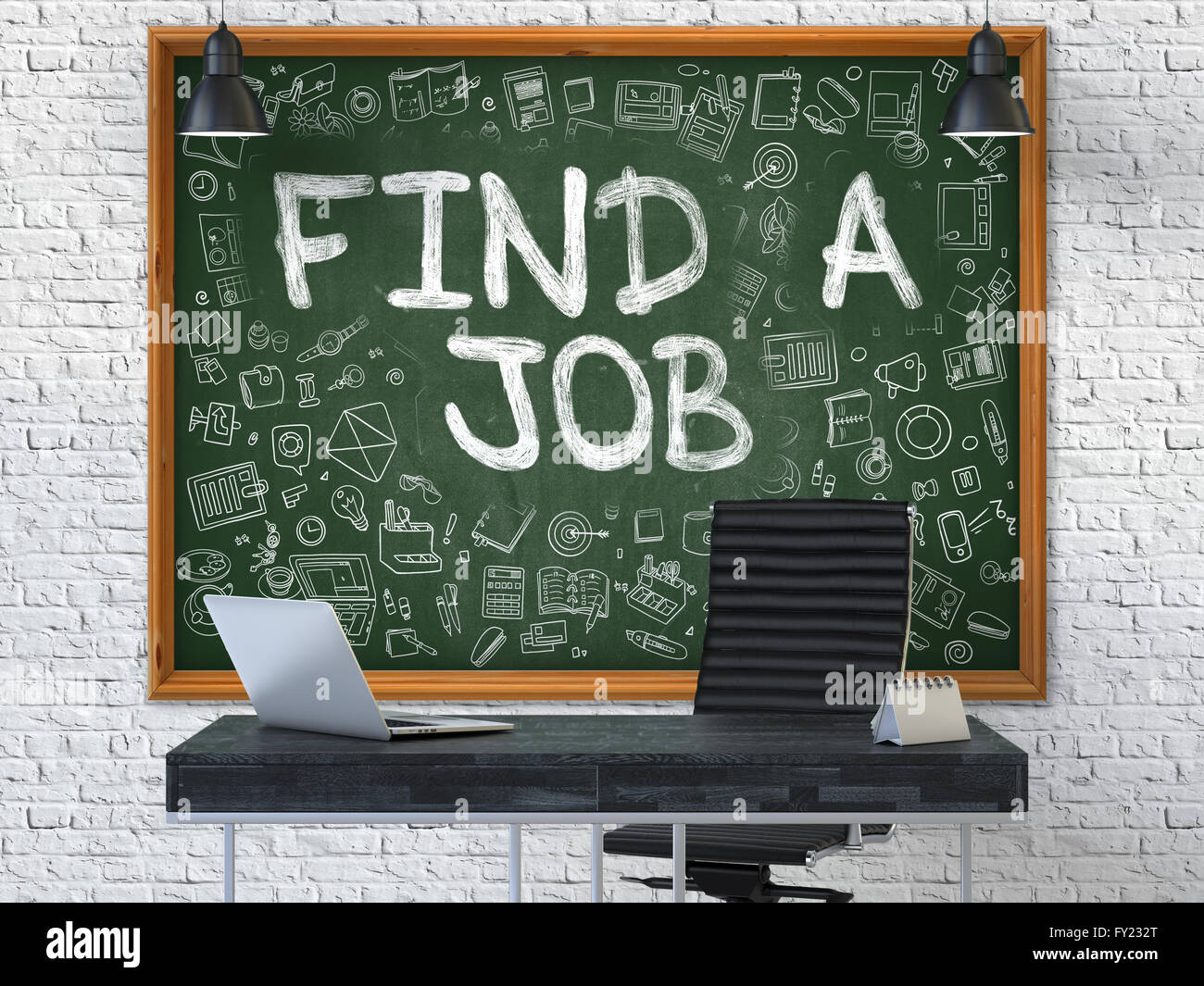 Find a Job on Chalkboard in the Office Stock Photo - Alamy