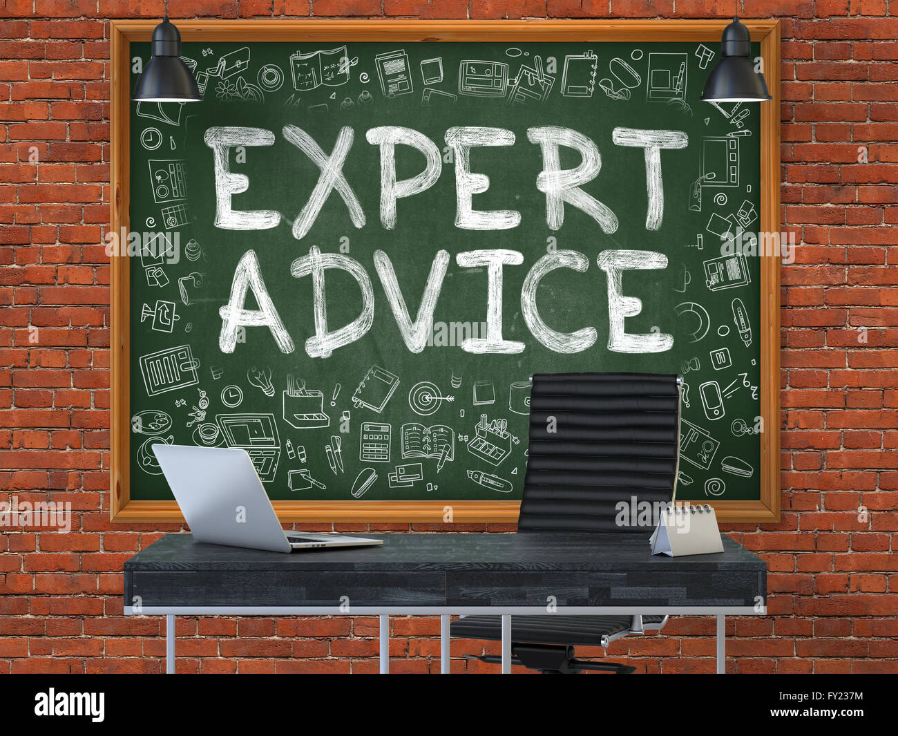 Expert Advice Concept. Doodle Icons on Chalkboard Stock Photo - Alamy
