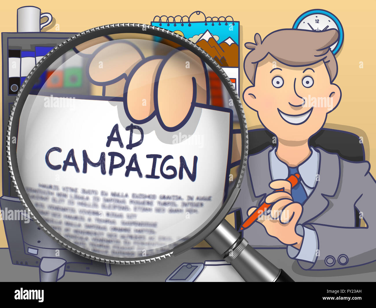 Ad Campaign through Lens. Doodle Style Stock Photo - Alamy
