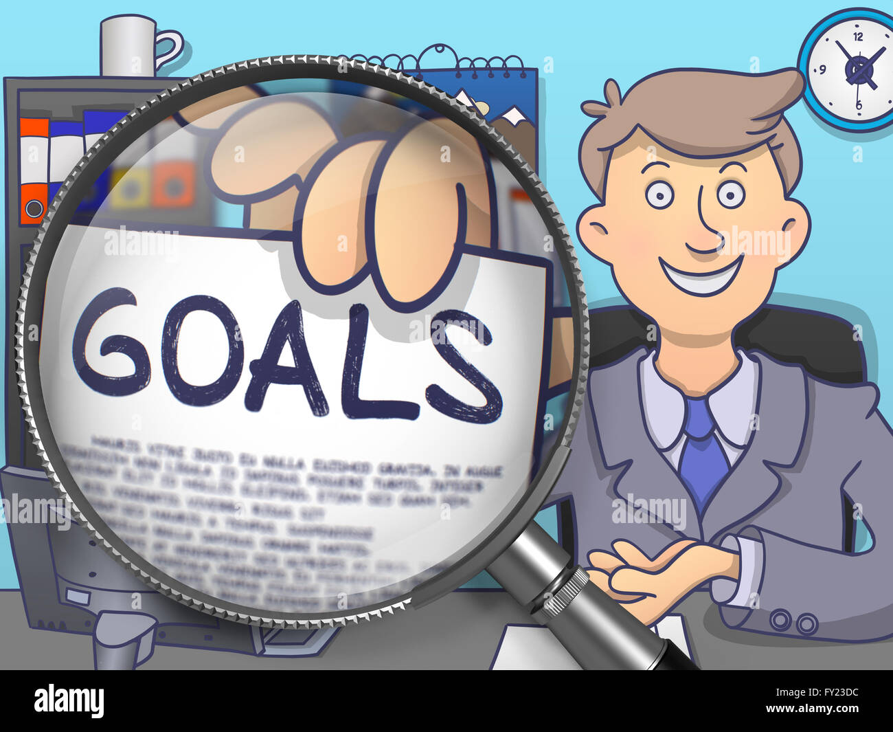 Goals through Magnifying Glass. Doodle Concept Stock Photo - Alamy
