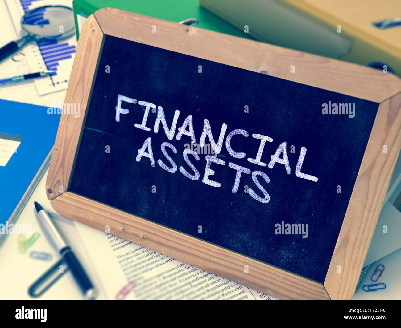 Hand Drawn Financial Assets Concept on Small Chalkboard Stock Photo - Alamy