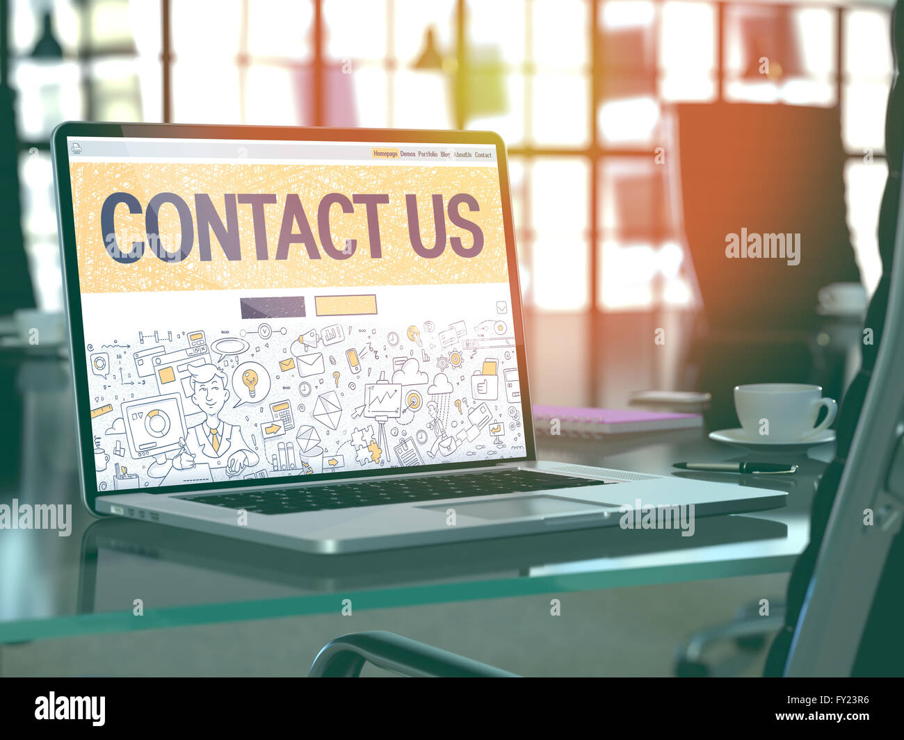 Contact Us Concept on Laptop Screen Stock Photo - Alamy