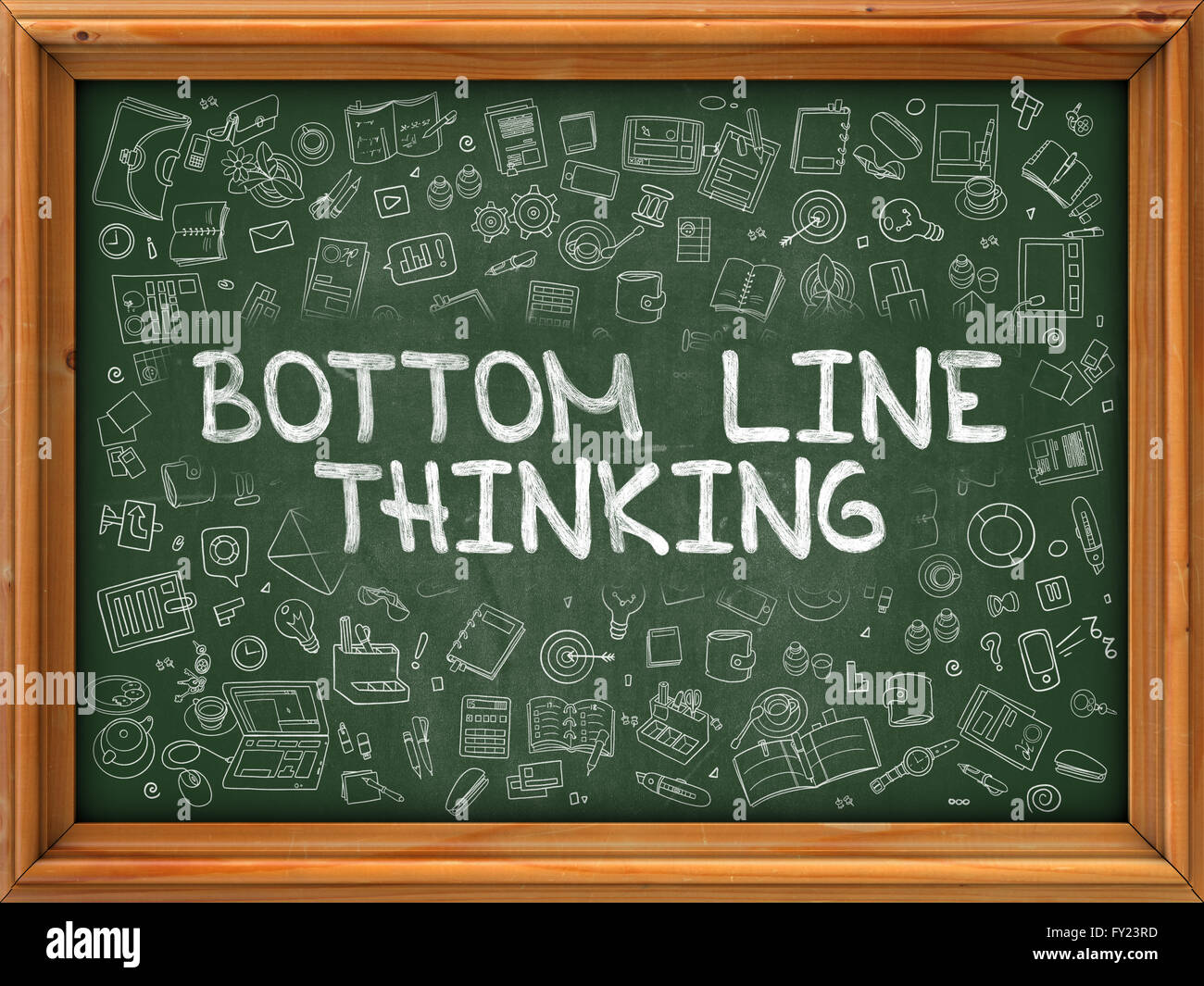 Bottom Line Thinking - Hand Drawn on Green Chalkboard Stock Photo - Alamy