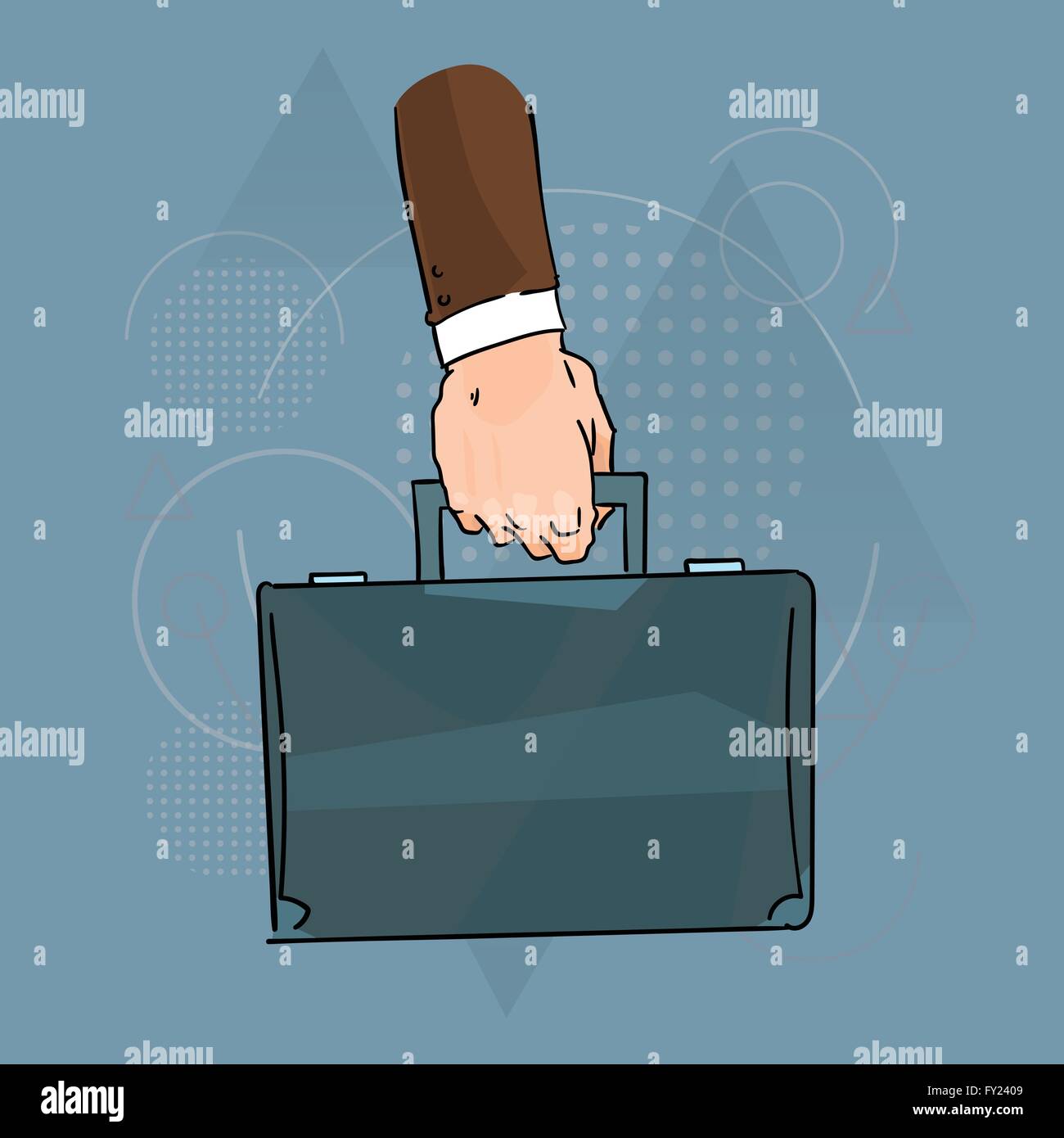Business Man Hand Hold Brief Case Over Triangle Geometric Background ...