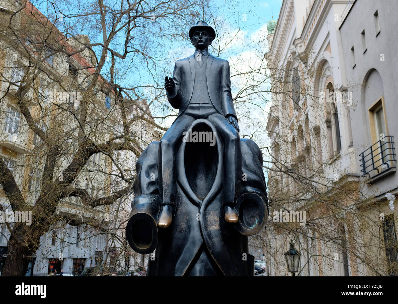 Franz Kafka bronze statue in Prague Stock Photo - Alamy