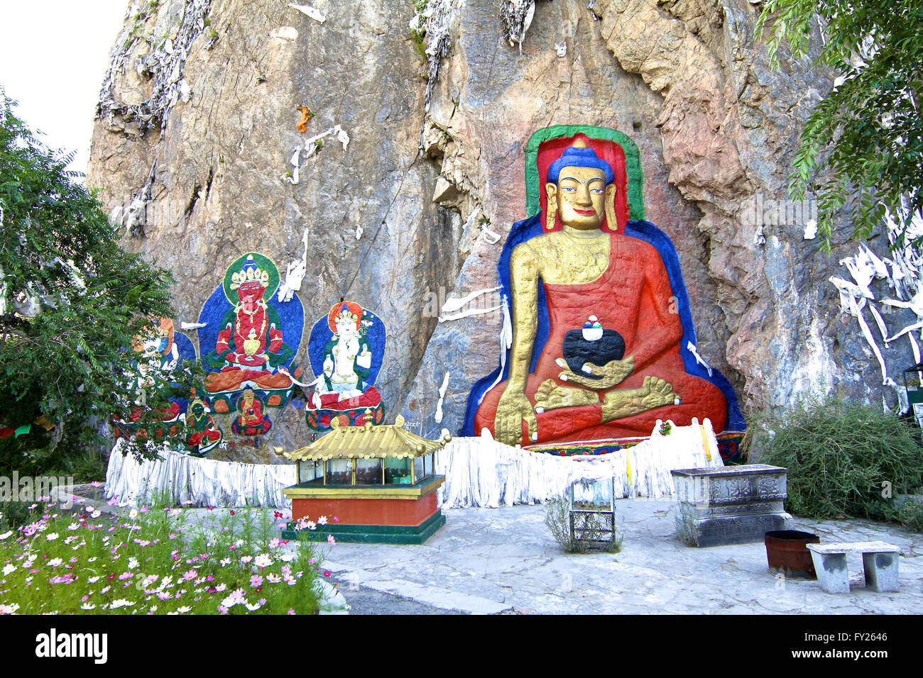 Buddha statue in the rock, Tibet, China Stock Photo - Alamy