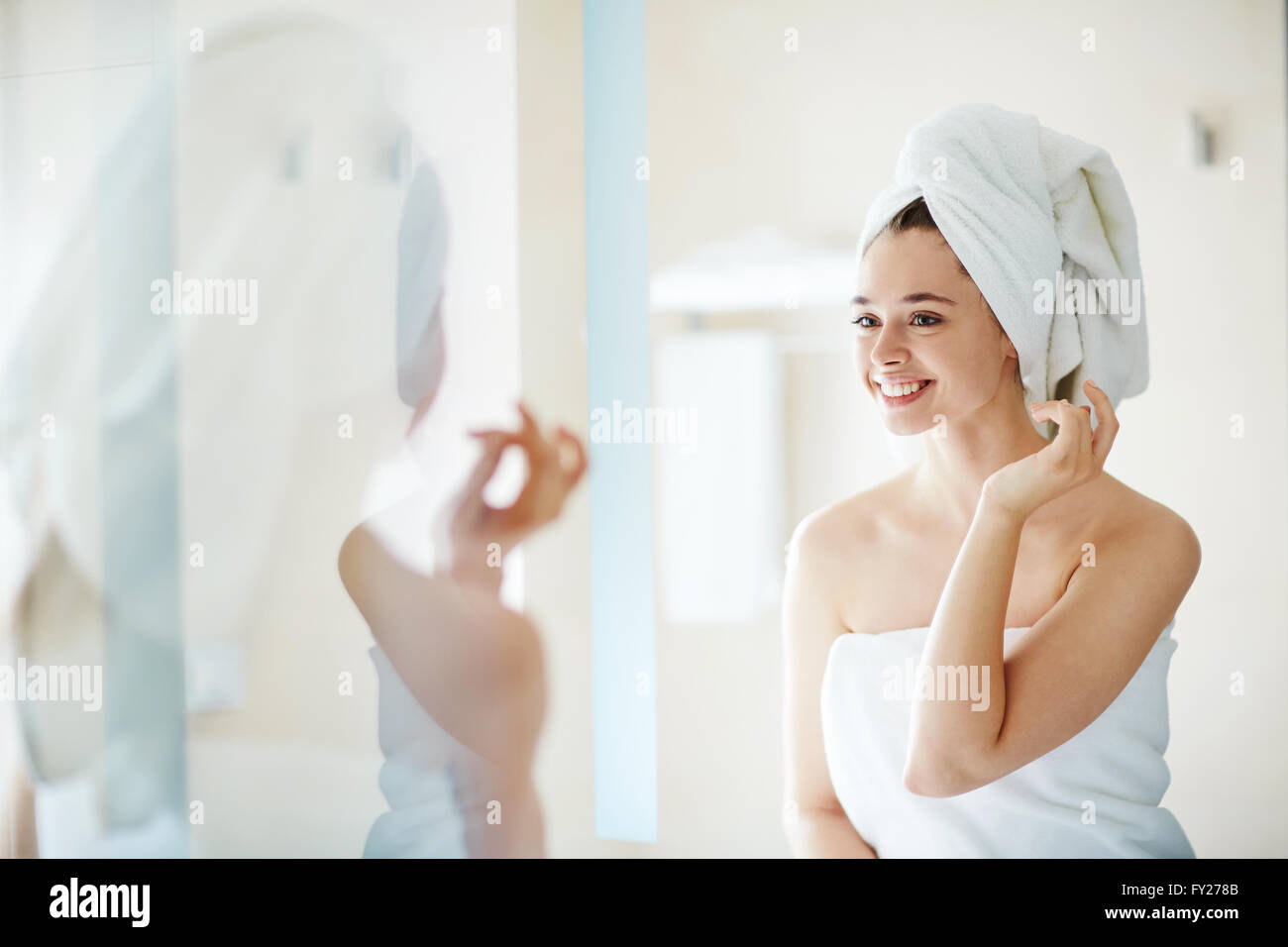 Young woman after bath hi-res stock photography and images - Alamy