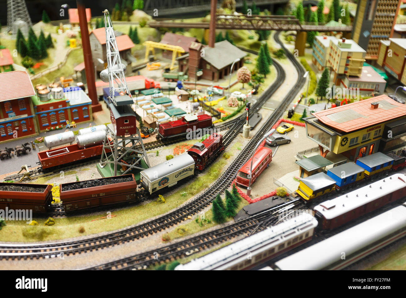 View of model railway in scale 1:87 in Dresden Central Station Stock ...
