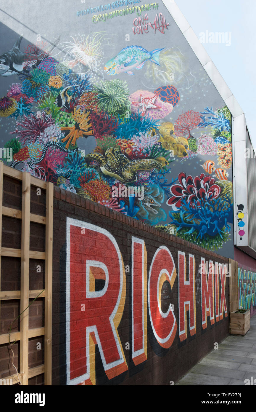 Rich Mix mural in East London Stock Photo - Alamy