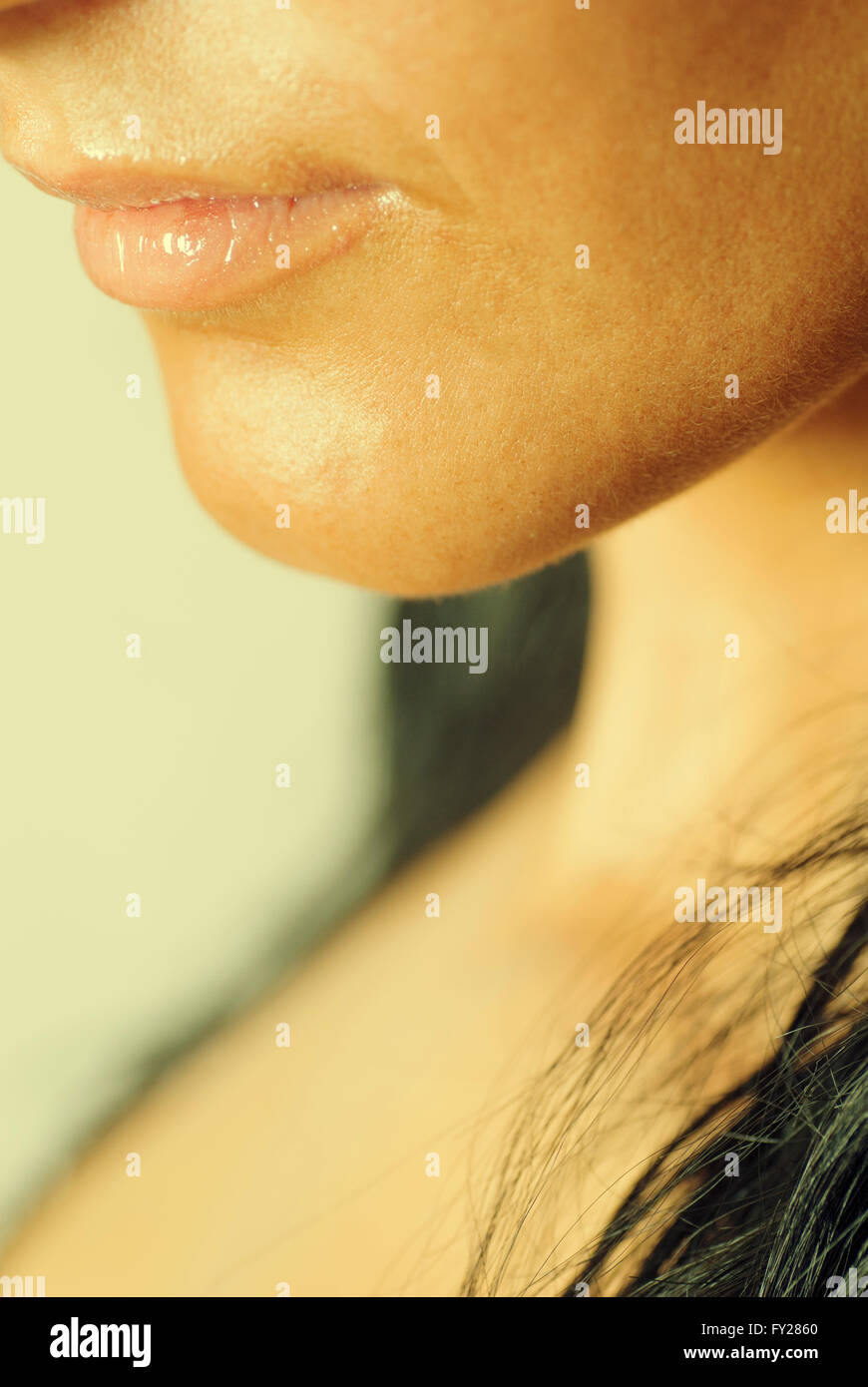 Close up of a young woman's chin Stock Photo - Alamy