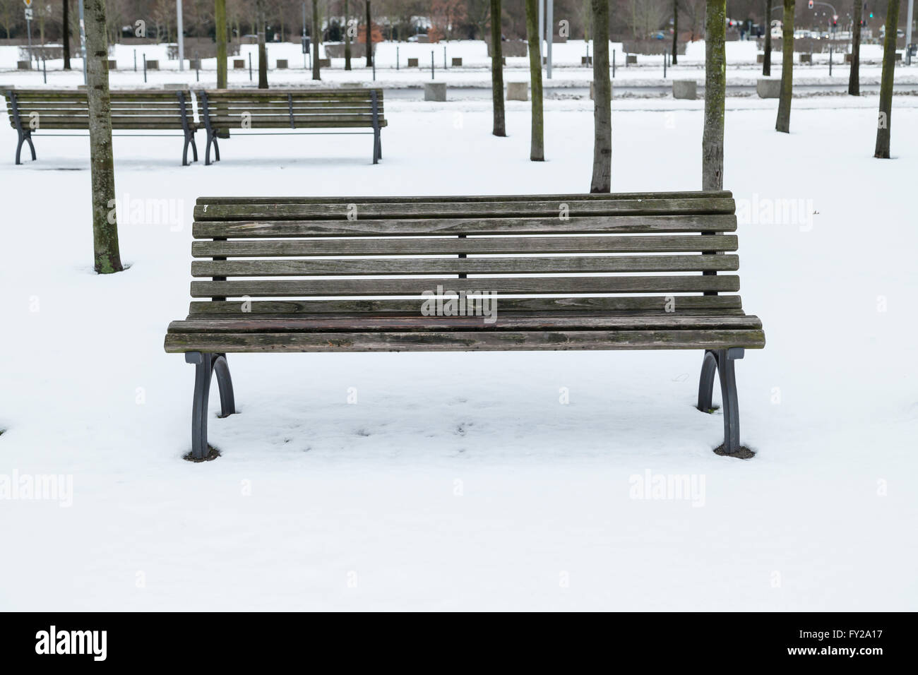 Bench in winter Stock Photo - Alamy
