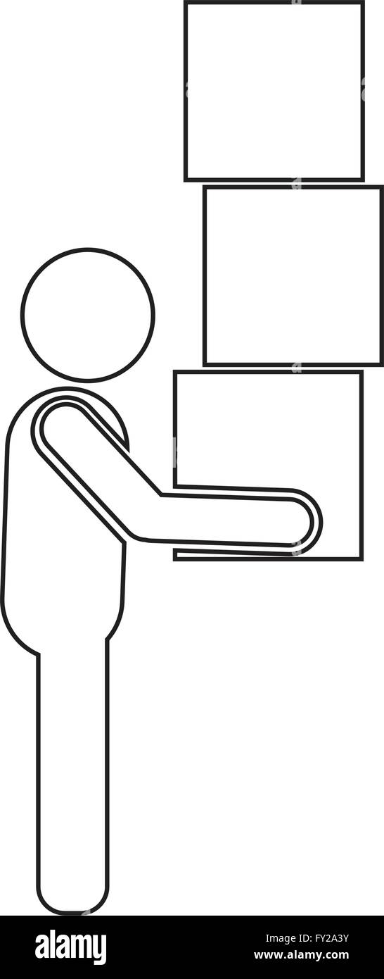 Man Moving Box Pictogram Icon Illustration design Stock Vector Image ...