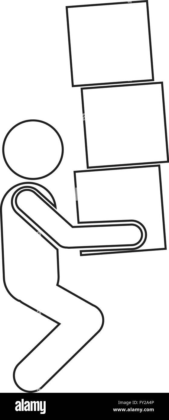 Man Moving Box Pictogram Icon Illustration design Stock Vector Image ...