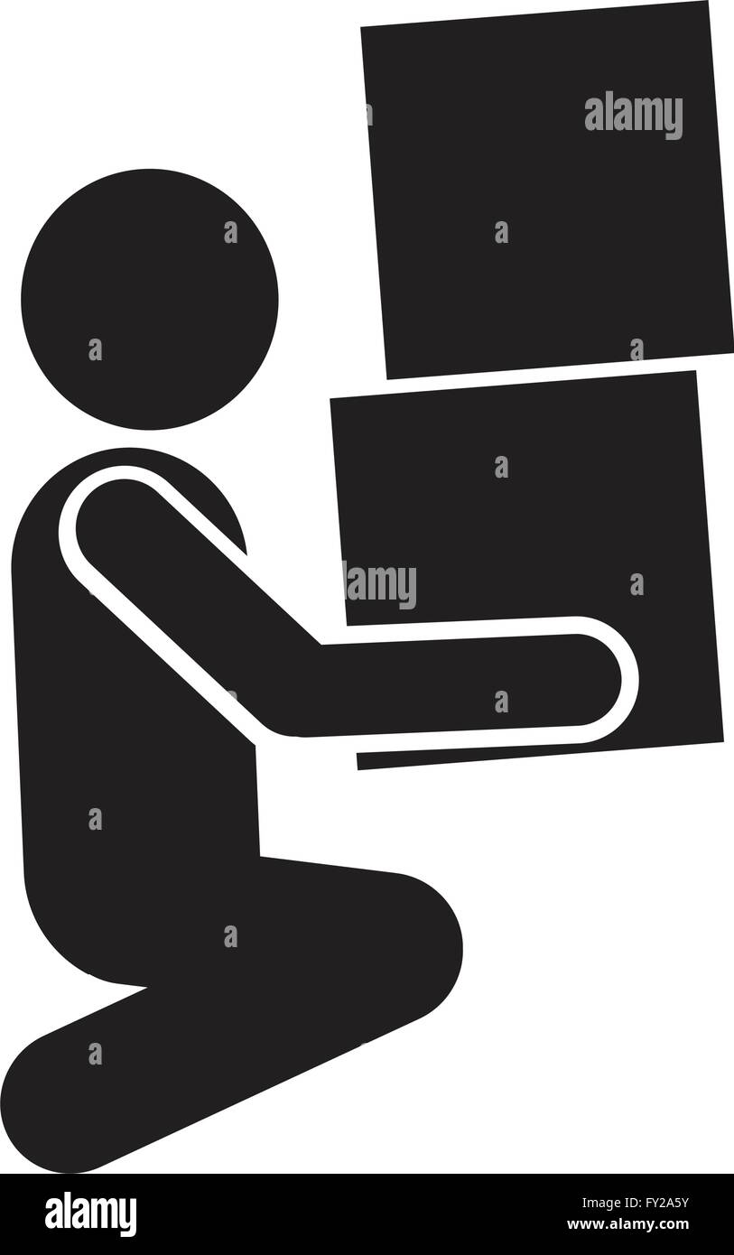 Man Moving Box Pictogram Icon Illustration design Stock Vector Image ...