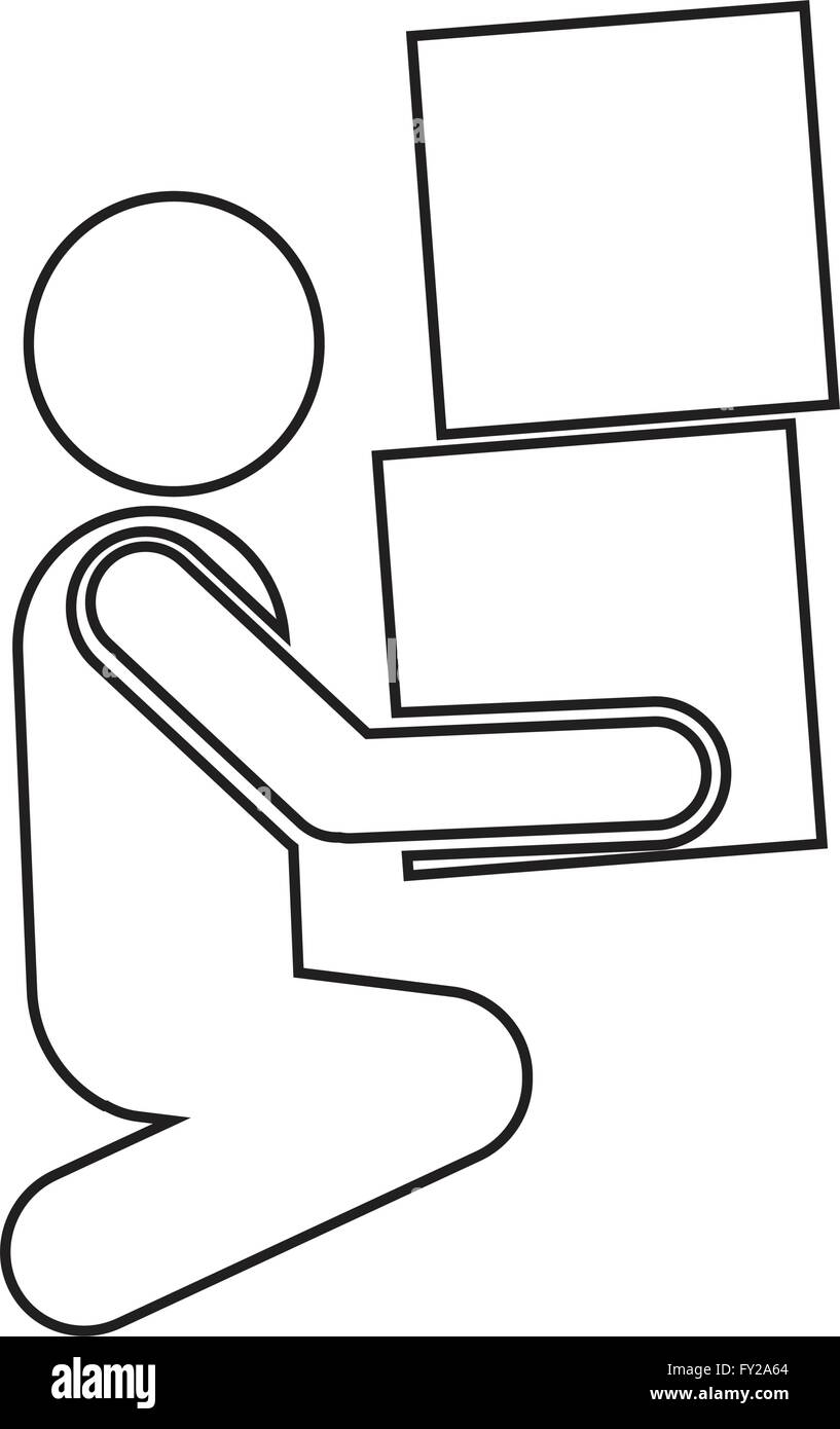 Man Moving Box Pictogram Icon Illustration design Stock Vector Image ...